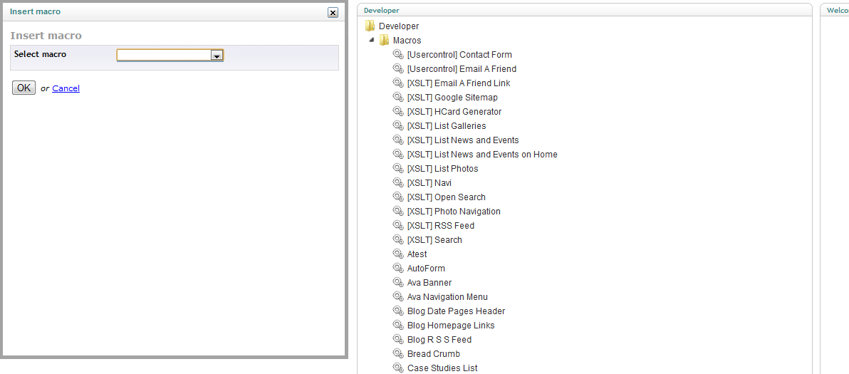 insert macro drop down list is empty despite there being plenty of macros