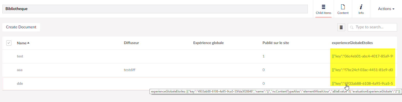 v8 how to display a property in a nested content in the listview