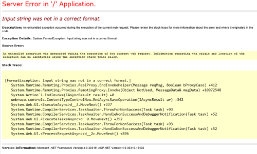 formatexception input string was not in a correct format] when adding a ...